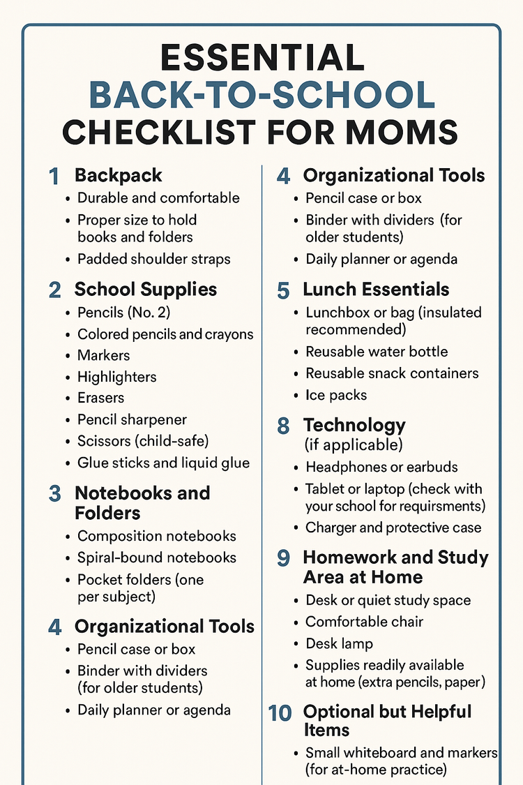 Essential Back-to-School Checklist in 2025 + Downloadable PDF ...