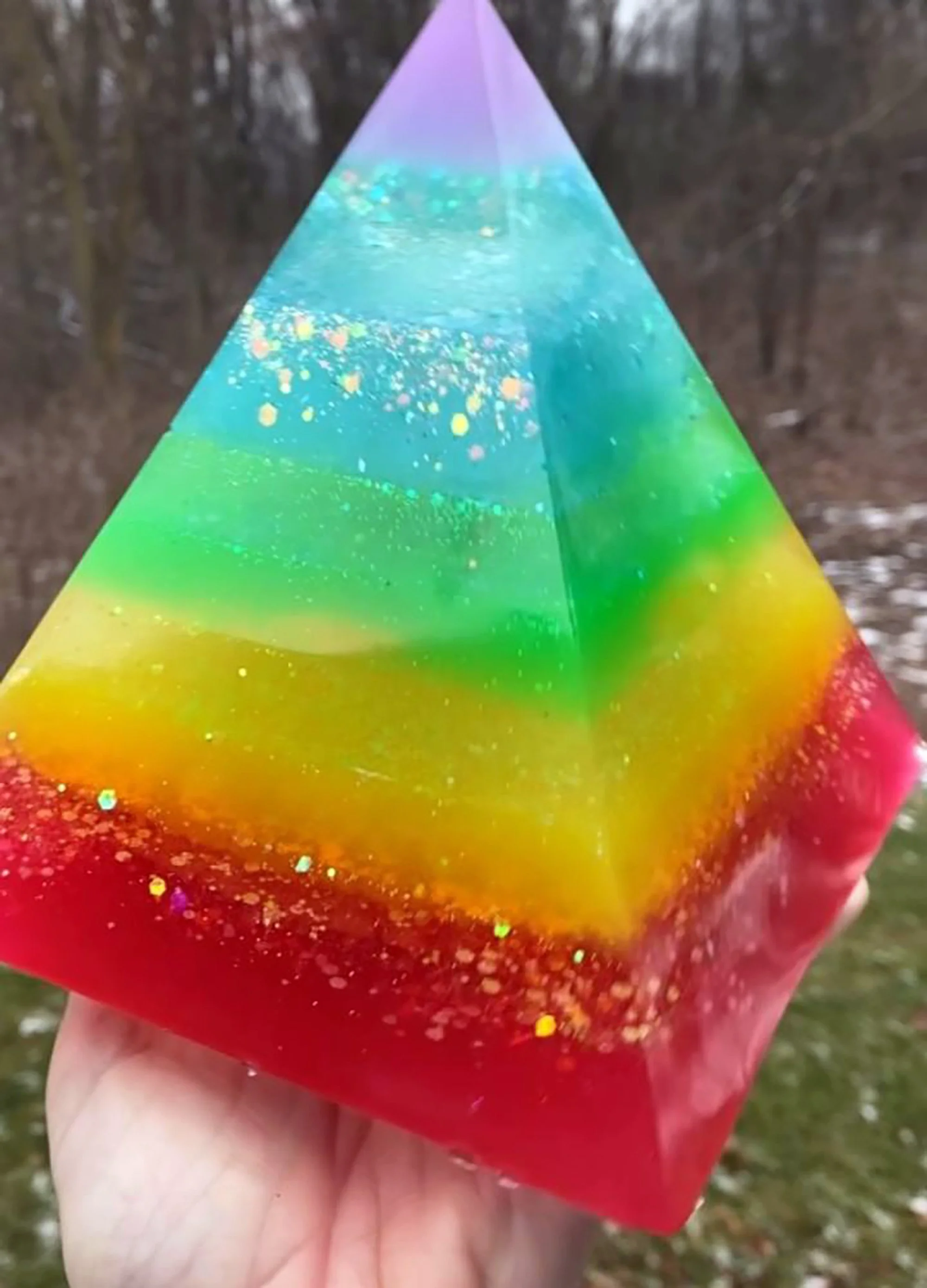 Giant Glow in the Dark Rainbow Resin Pyramid Night Light — Spirit Dichotomy