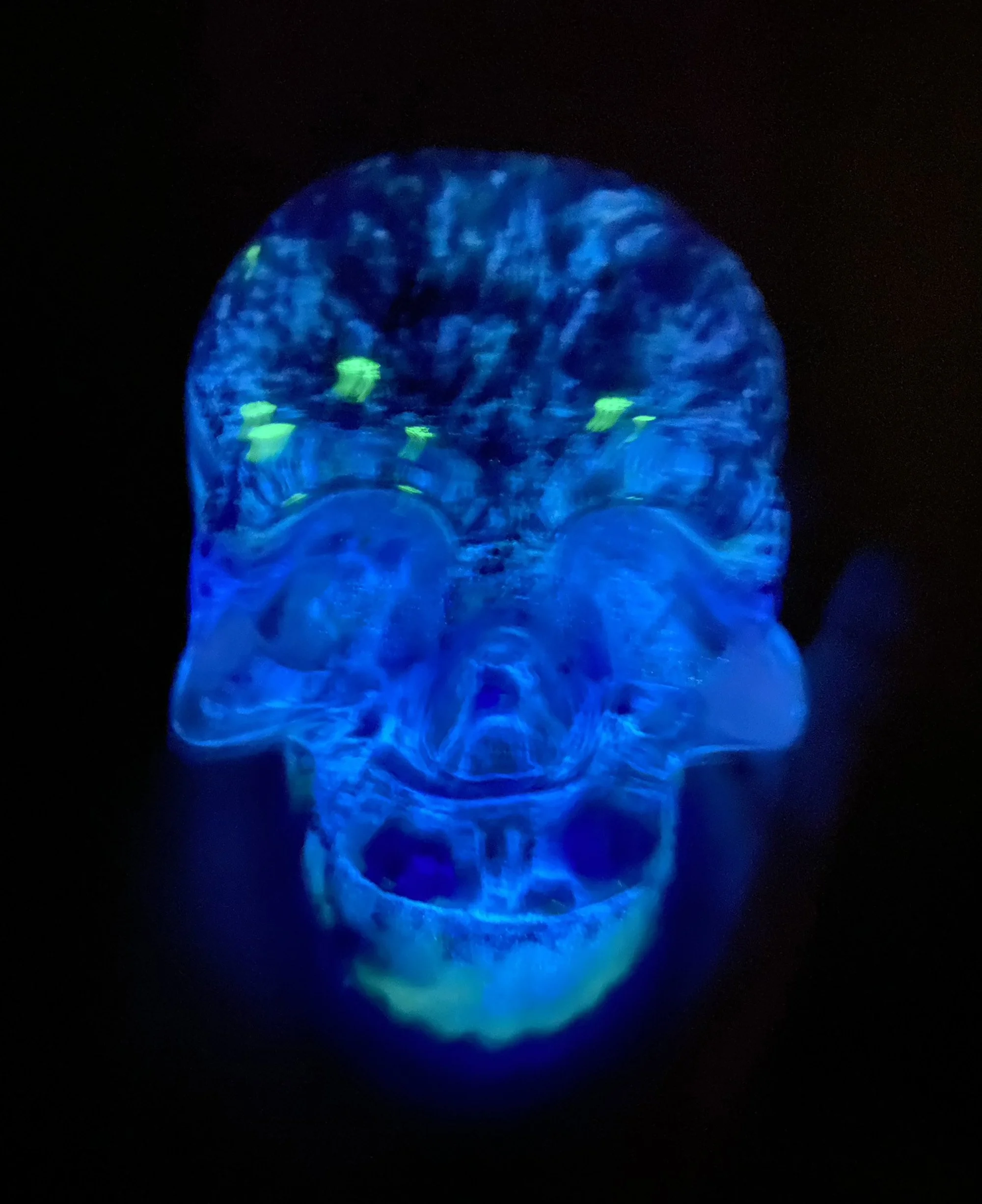 Large Resin Skull, Glow in the dark purple sparkles — Spirit Dichotomy