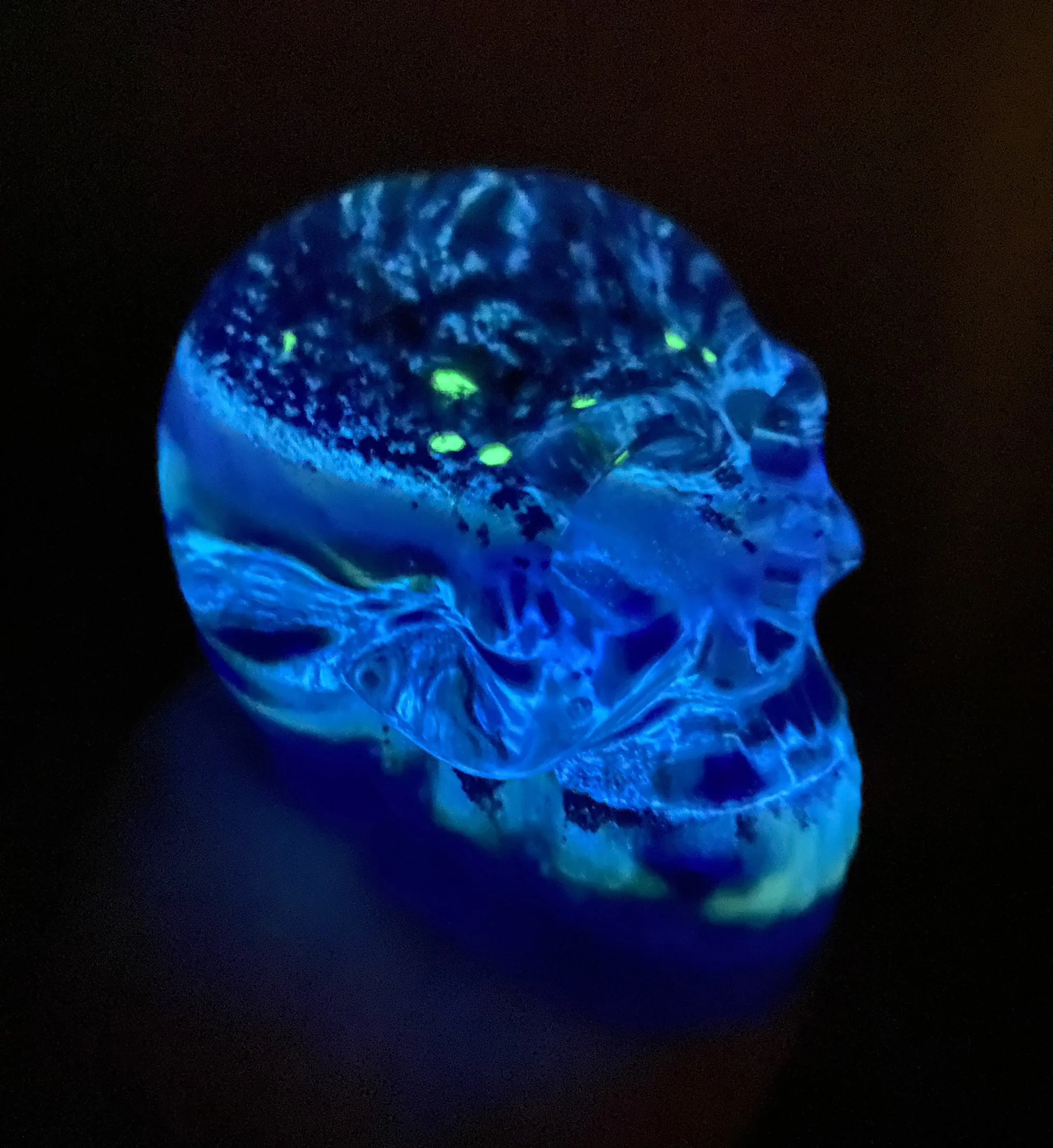Large Resin Skull, Glow in the dark purple sparkles — Spirit Dichotomy