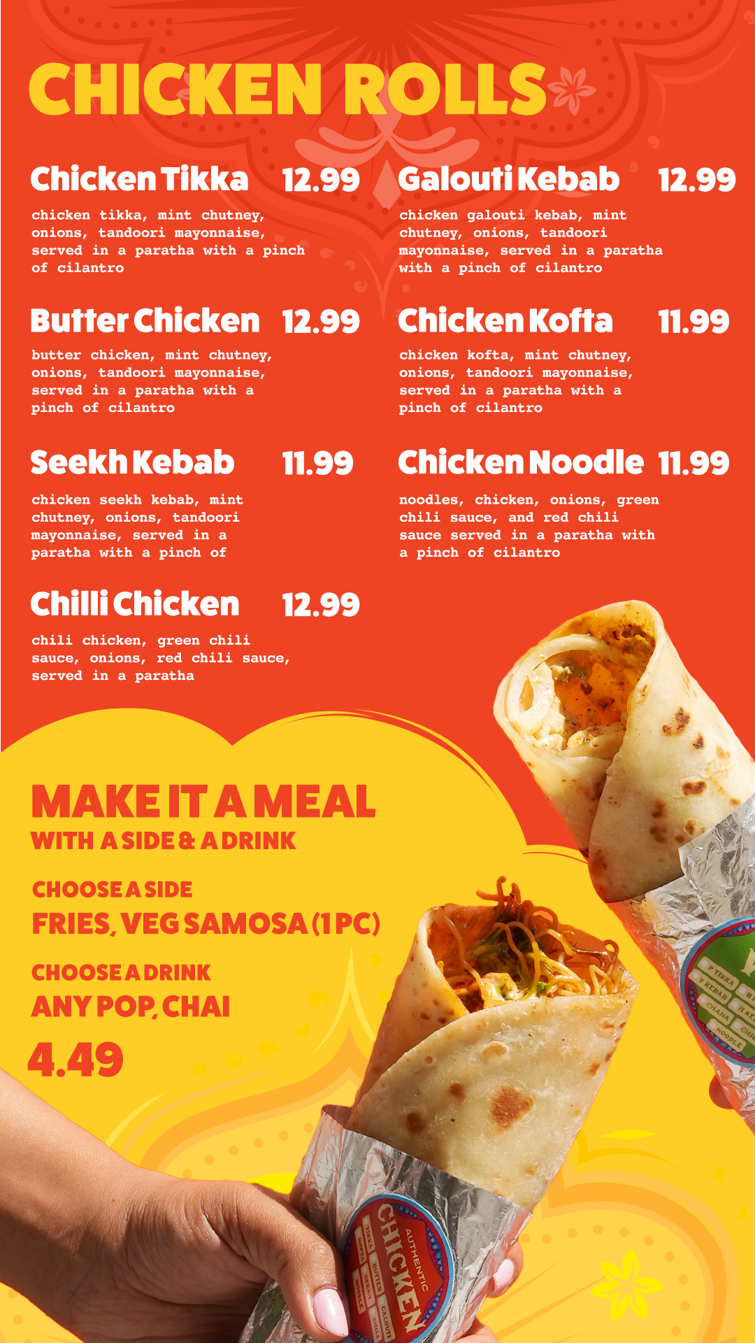 Menu — Rollzzy | Indian Kathi Rolls in Vancouver