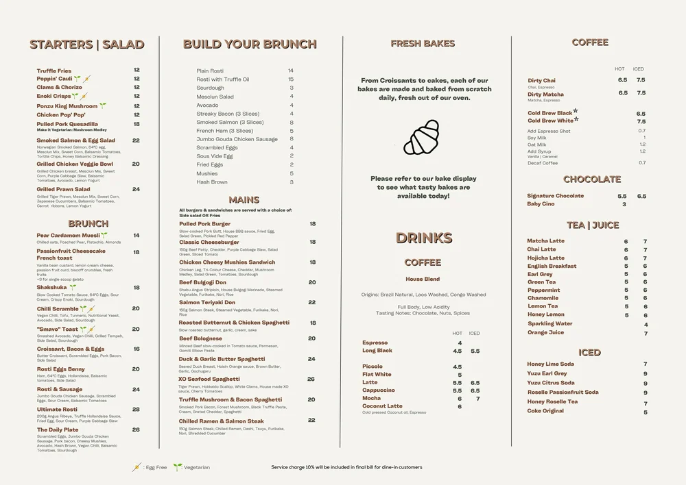 Cafe Menu - Brunch, Bakes, Mains, & Beverages — Daily Ground