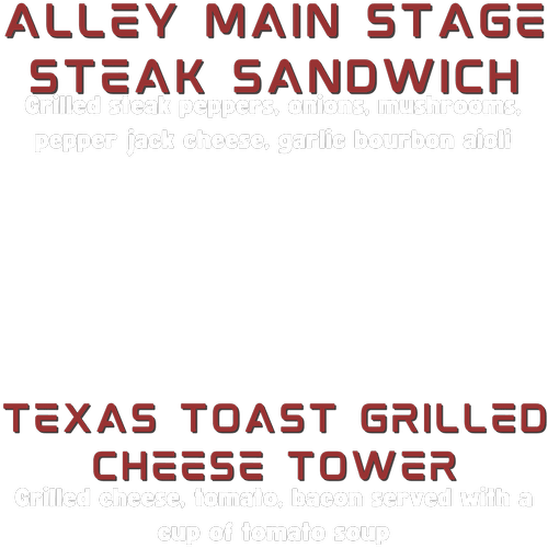 The Alley Food Menu