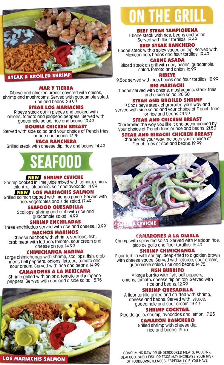 Menu — Los Mariachis Mexican Restaurant