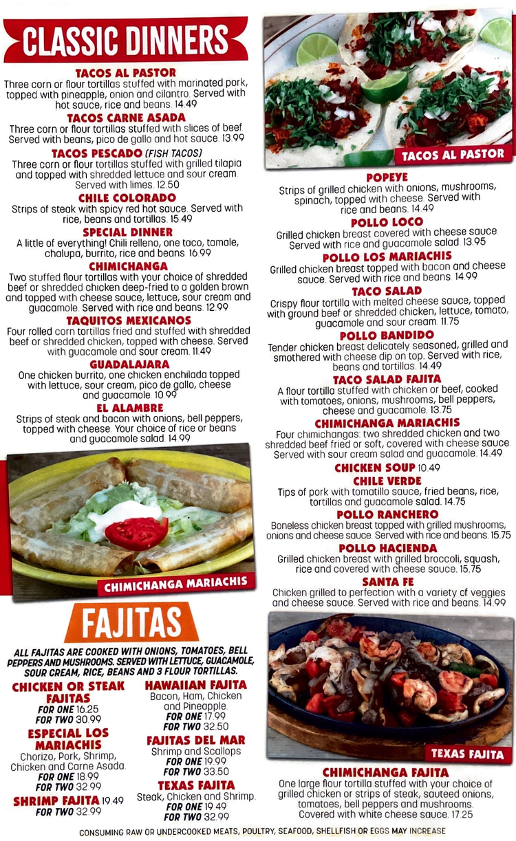 Menu — Los Mariachis Mexican Restaurant