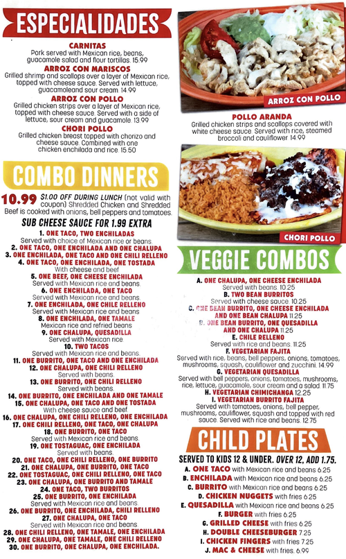 Menu — Los Mariachis Mexican Restaurant
