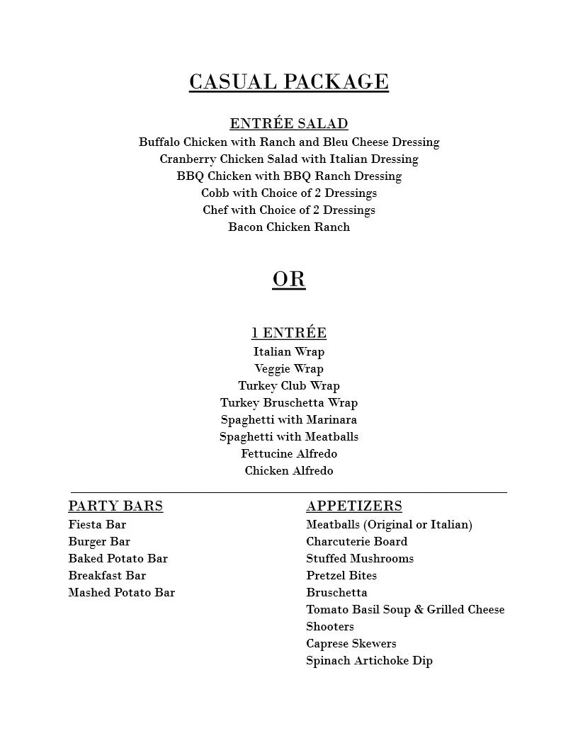 Menu — 3 Girls Catering