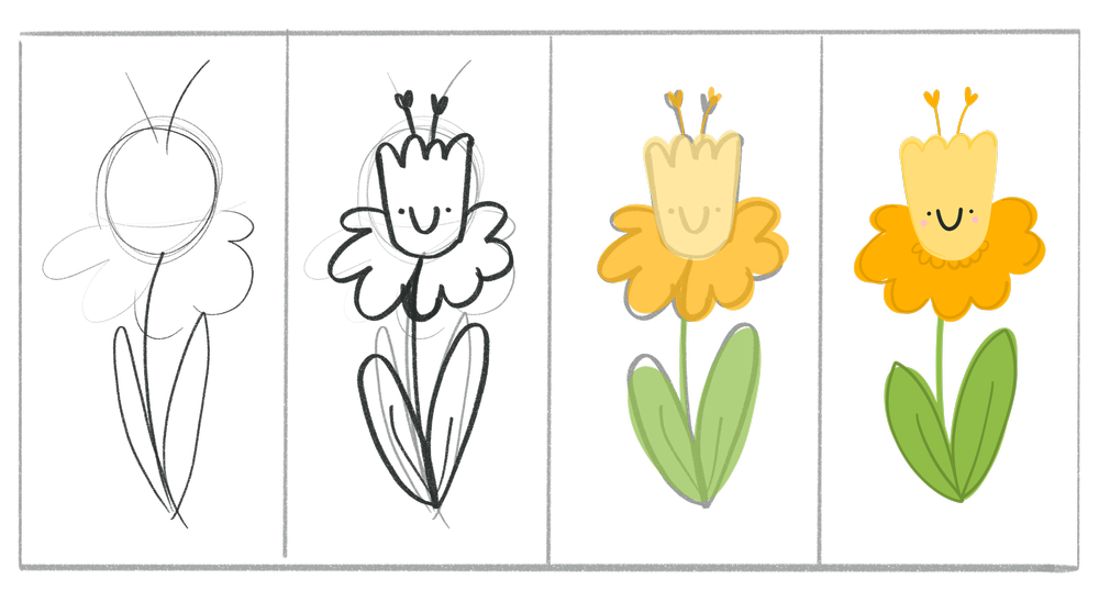 Learn How to Draw Adorable Spring Flowers: Step-by-Step Guide — Laura ...