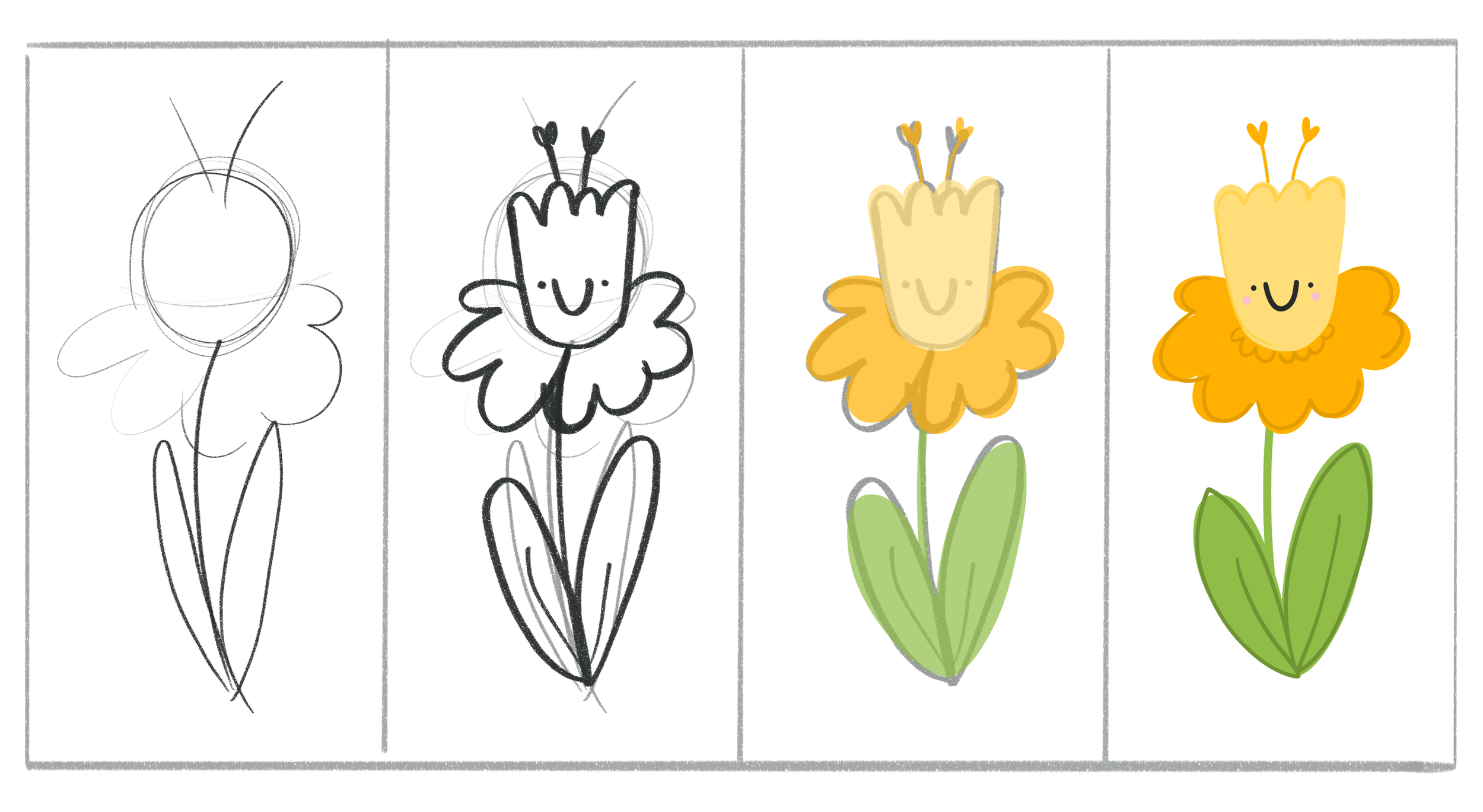 Learn How to Draw Adorable Spring Flowers: Step-by-Step Guide — Laura ...