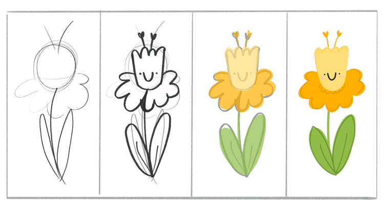 Learn How to Draw Adorable Spring Flowers: Step-by-Step Guide — Laura ...