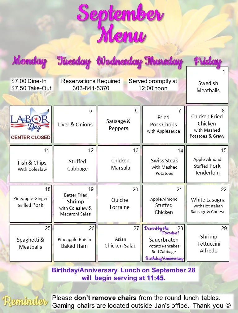 Meals — Parker Senior Center