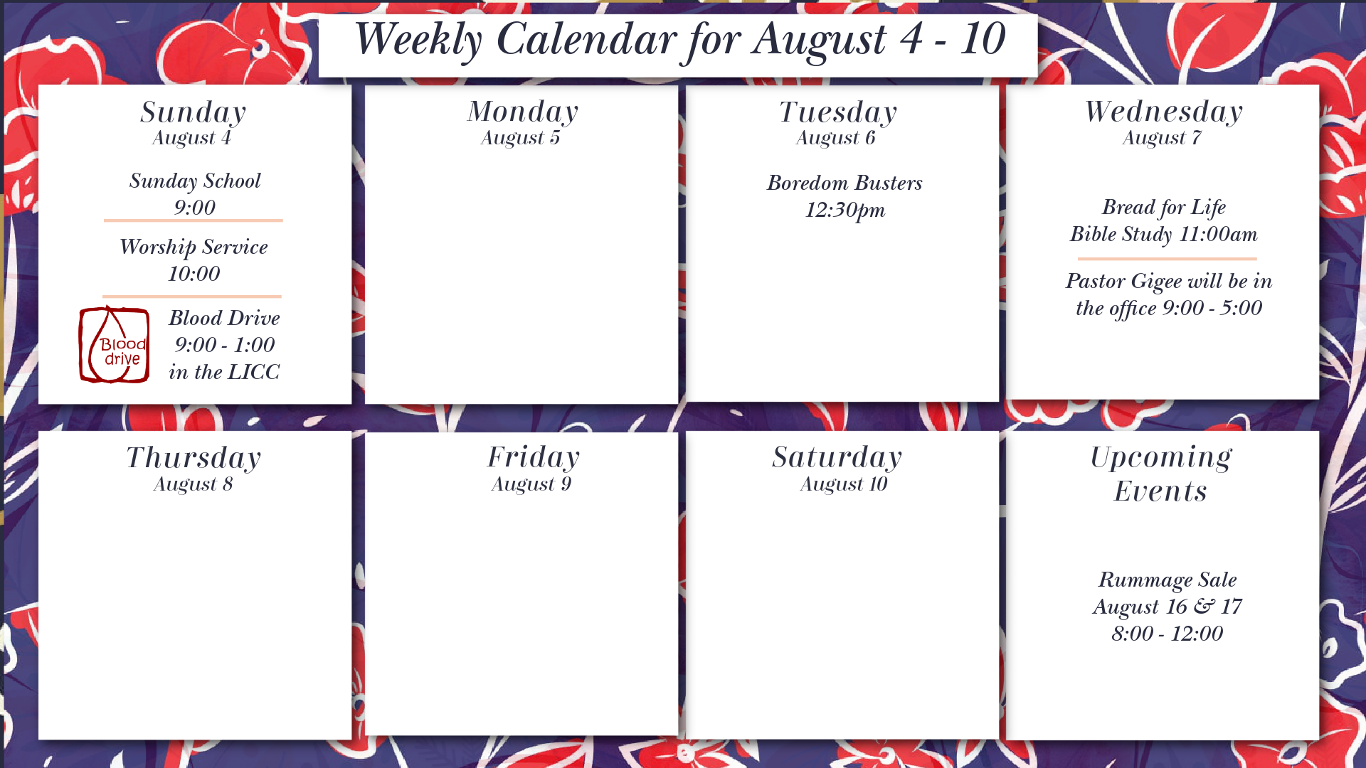 Weekly Calendar — Christ Lutheran Church Lake Jackson, TX