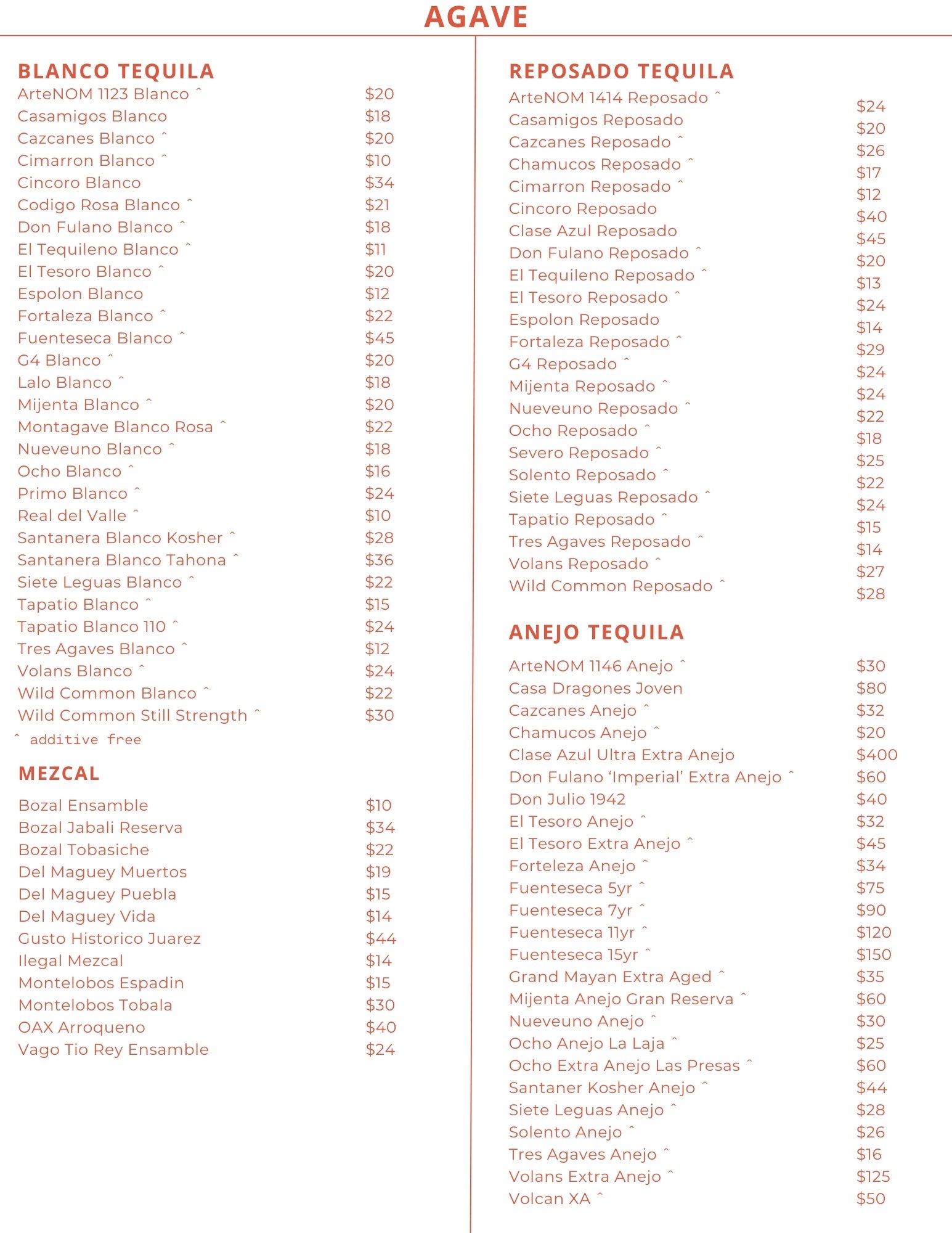 Drink Menu — The Alibi, Telluride CO