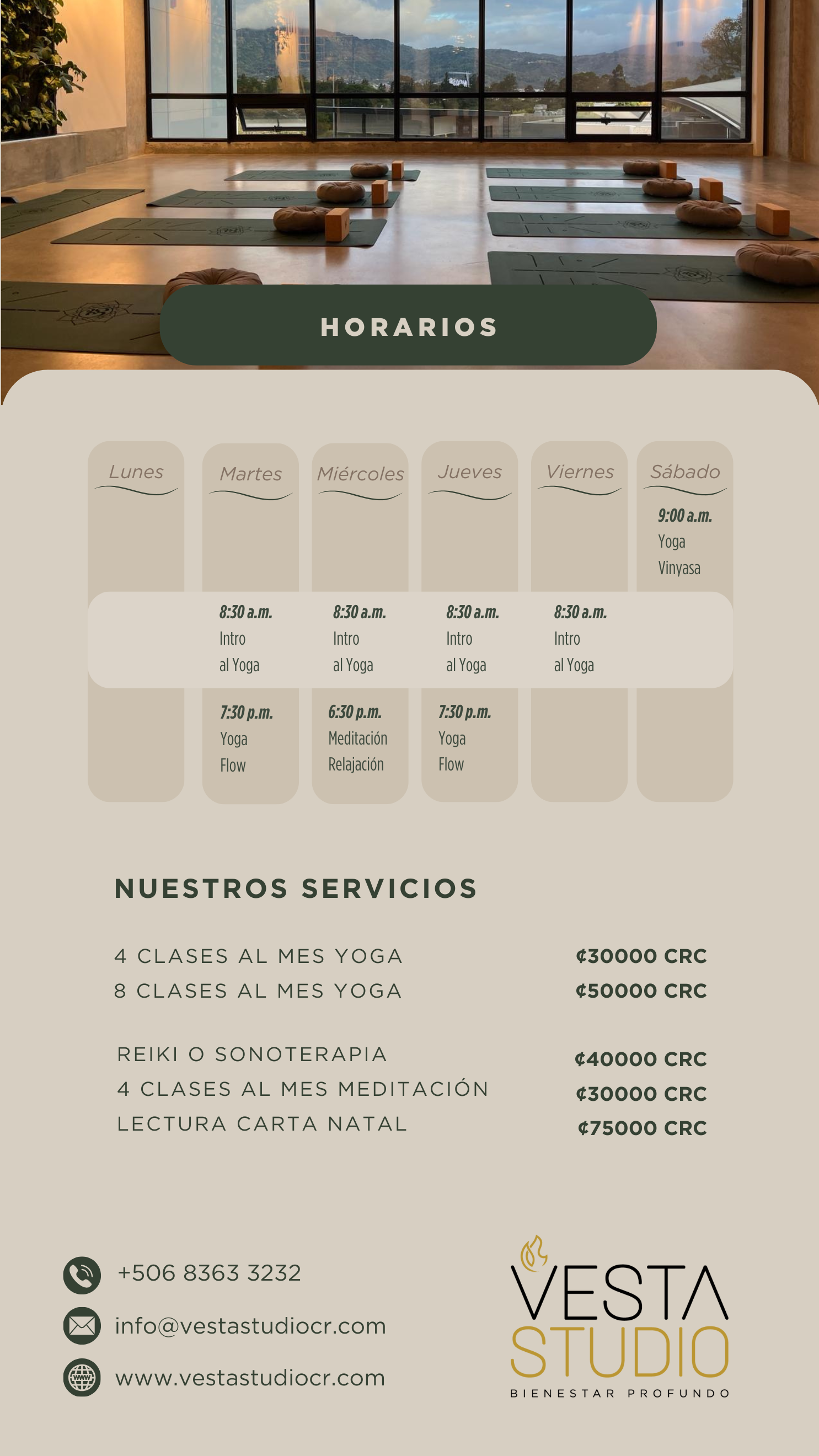 Horarios — Vesta Studio