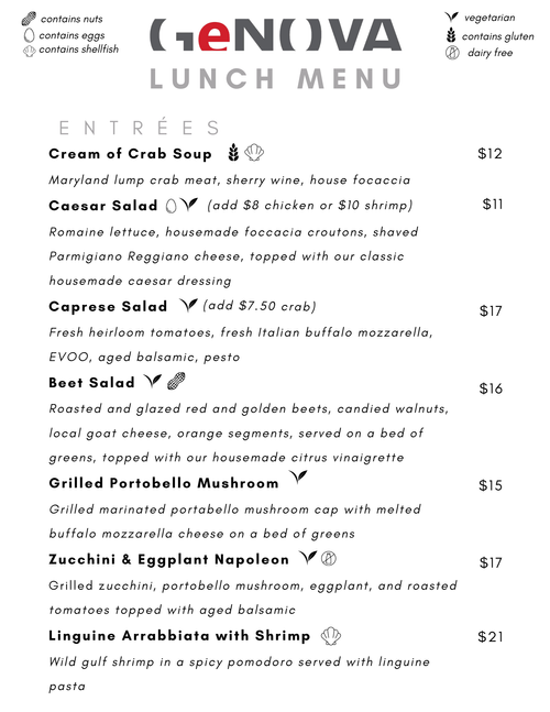 Lunch Menu — GENOVA