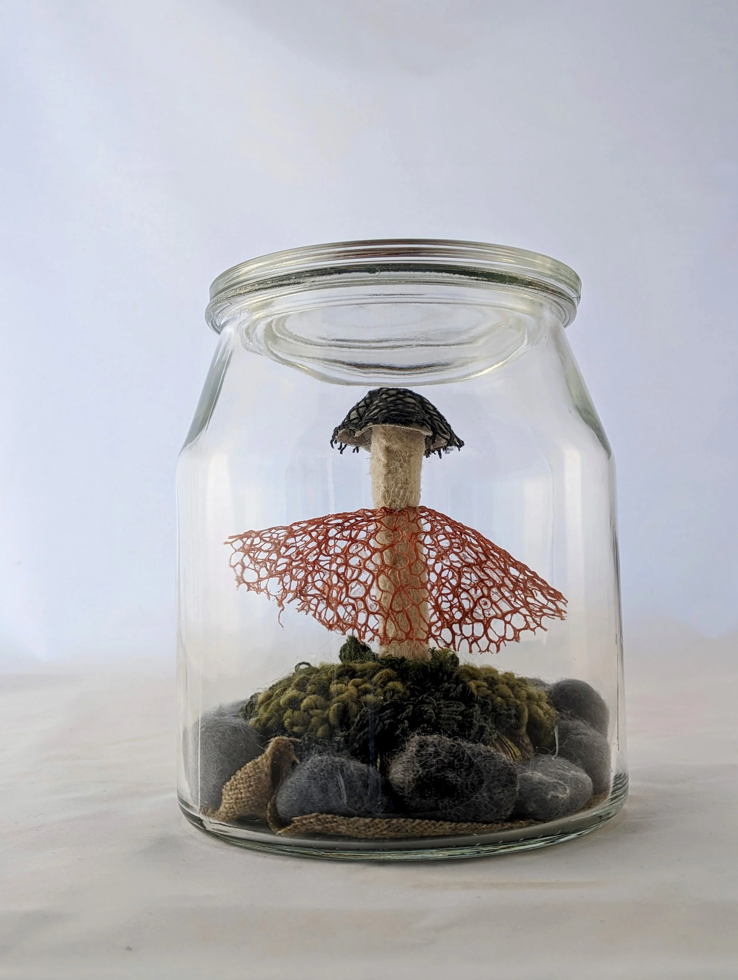 Shrimp Mushroom Trio sculpture — Kim Tepe Fiber Artist