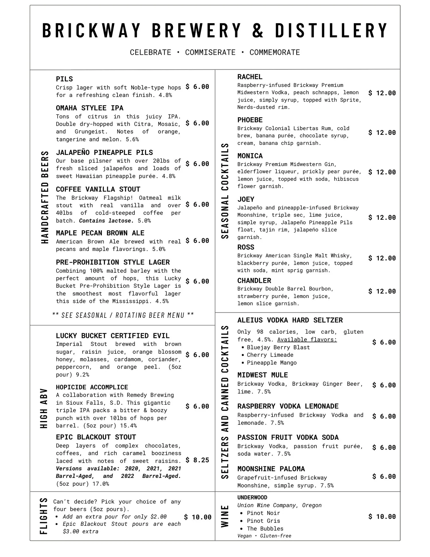 Menus | Brickway Brewery & Distillery | Omaha, Nebraska — Brickway ...