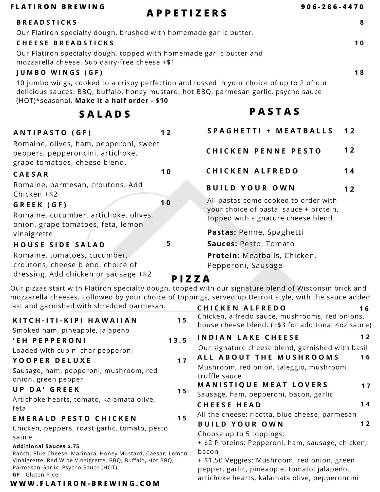 Menus — Flatiron Brewing
