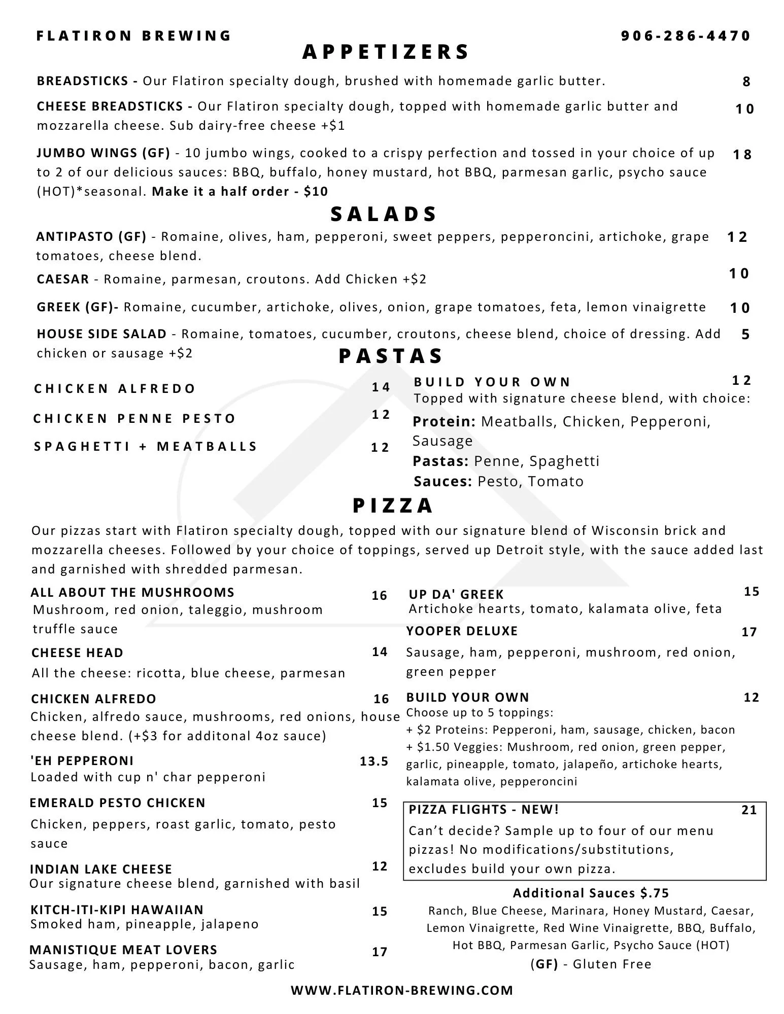 Menus — Flatiron Brewing