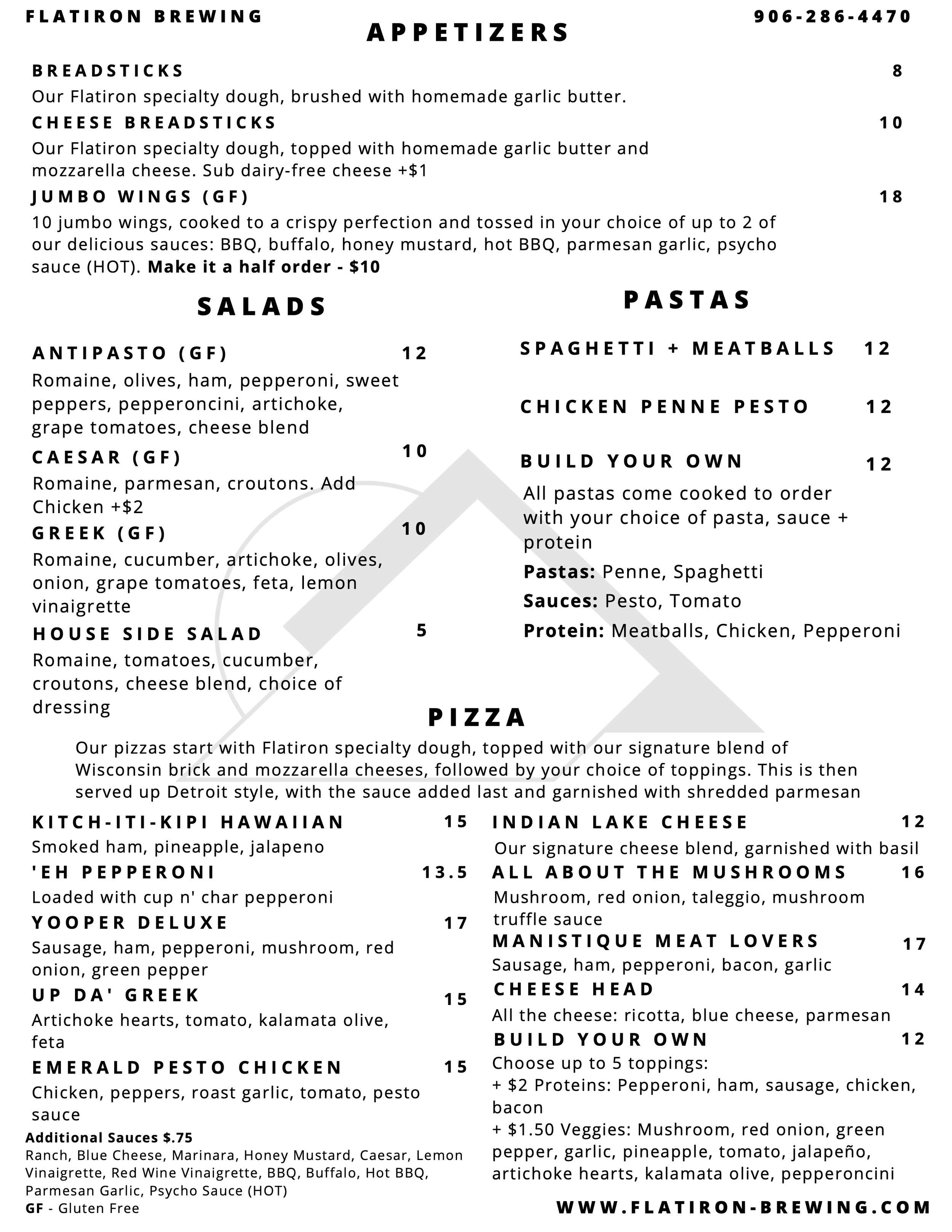 Menus — Flatiron Brewing