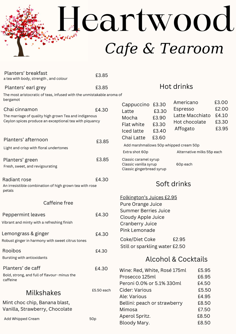 Menu 1 — Heartwood Café & TeaRooms