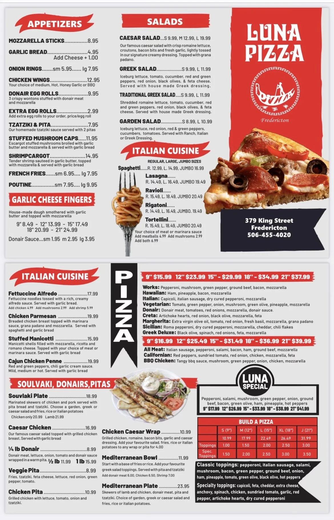Menu — Luna Pizza & Pasta