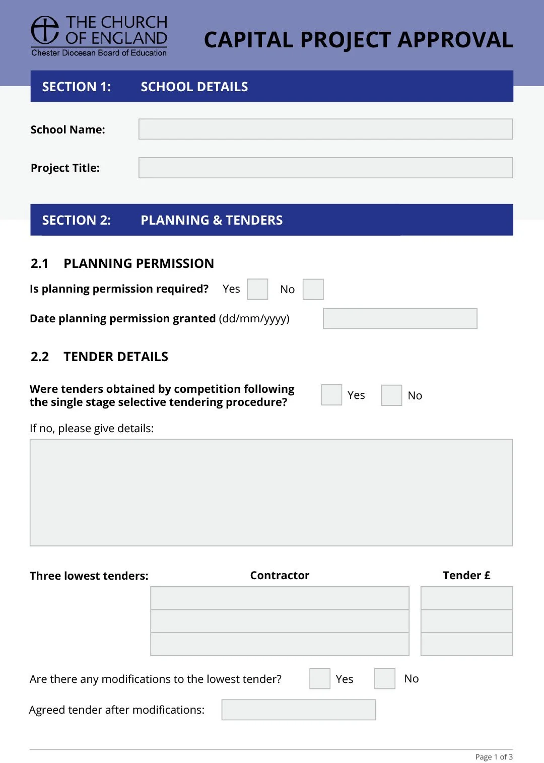 Consultant Capital Project Forms — Chester Diocesan Board of Education