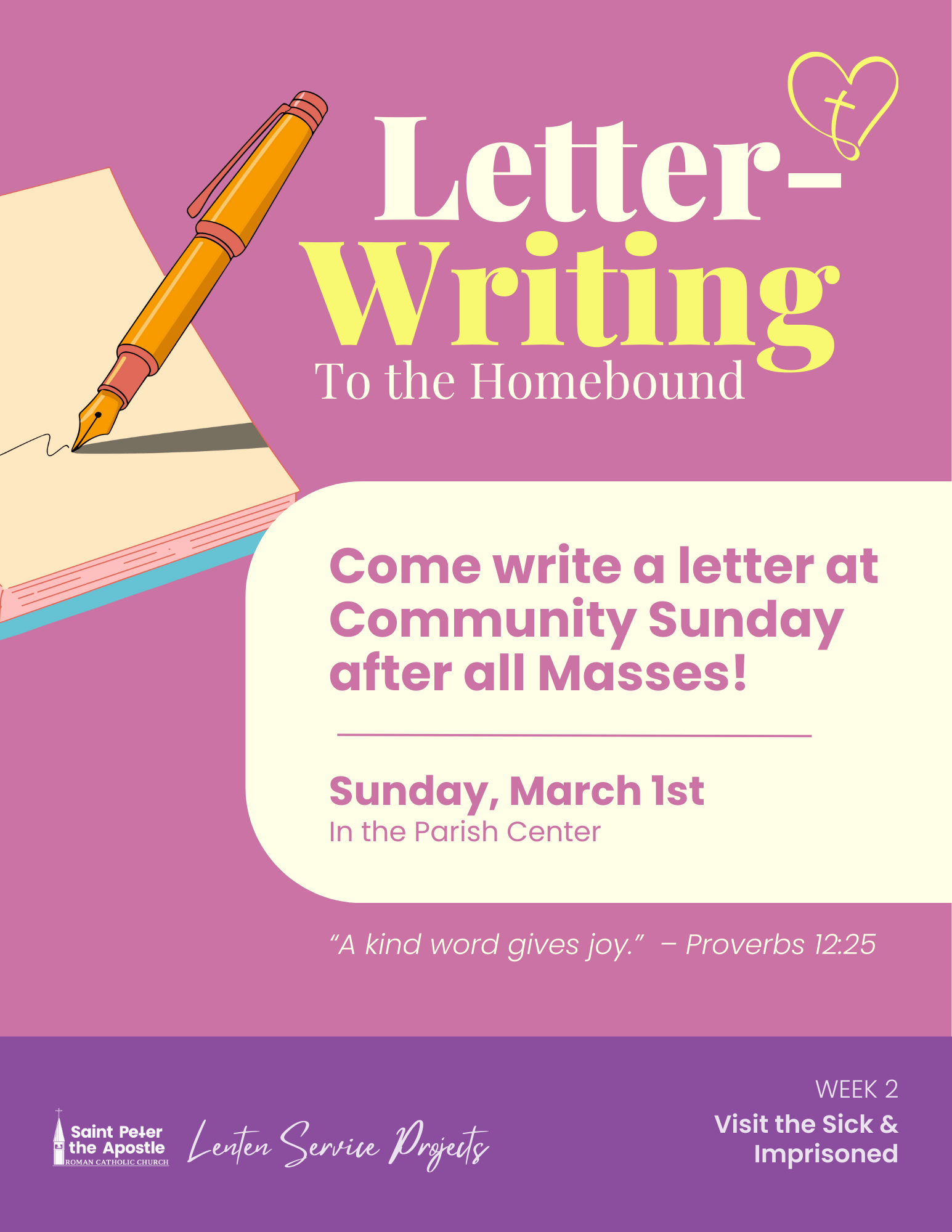 Letter-Writing to the Homebound — St. Peter the Apostle Roman Catholic ...