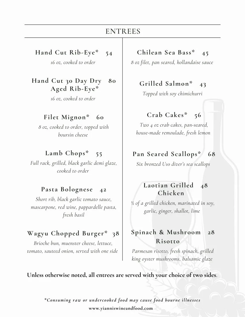 Menu — Yiannis Wine and Food