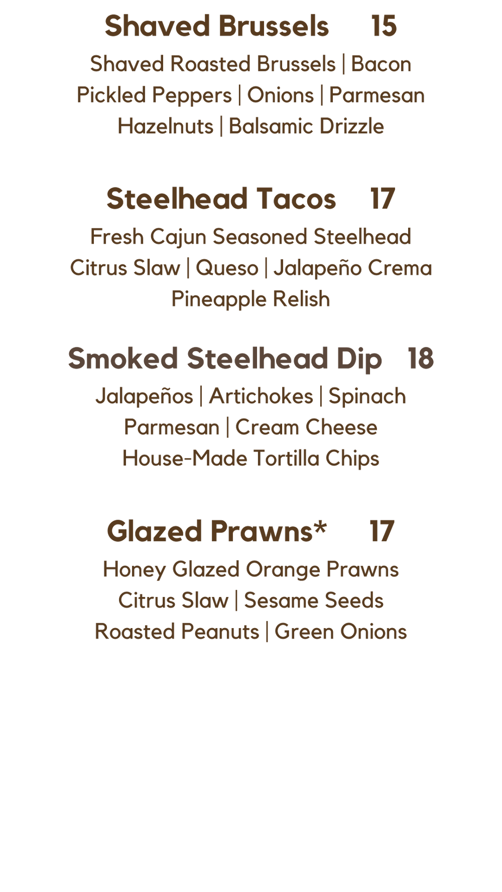 Pub Menu — BMB - Barrel Mountain Brewing