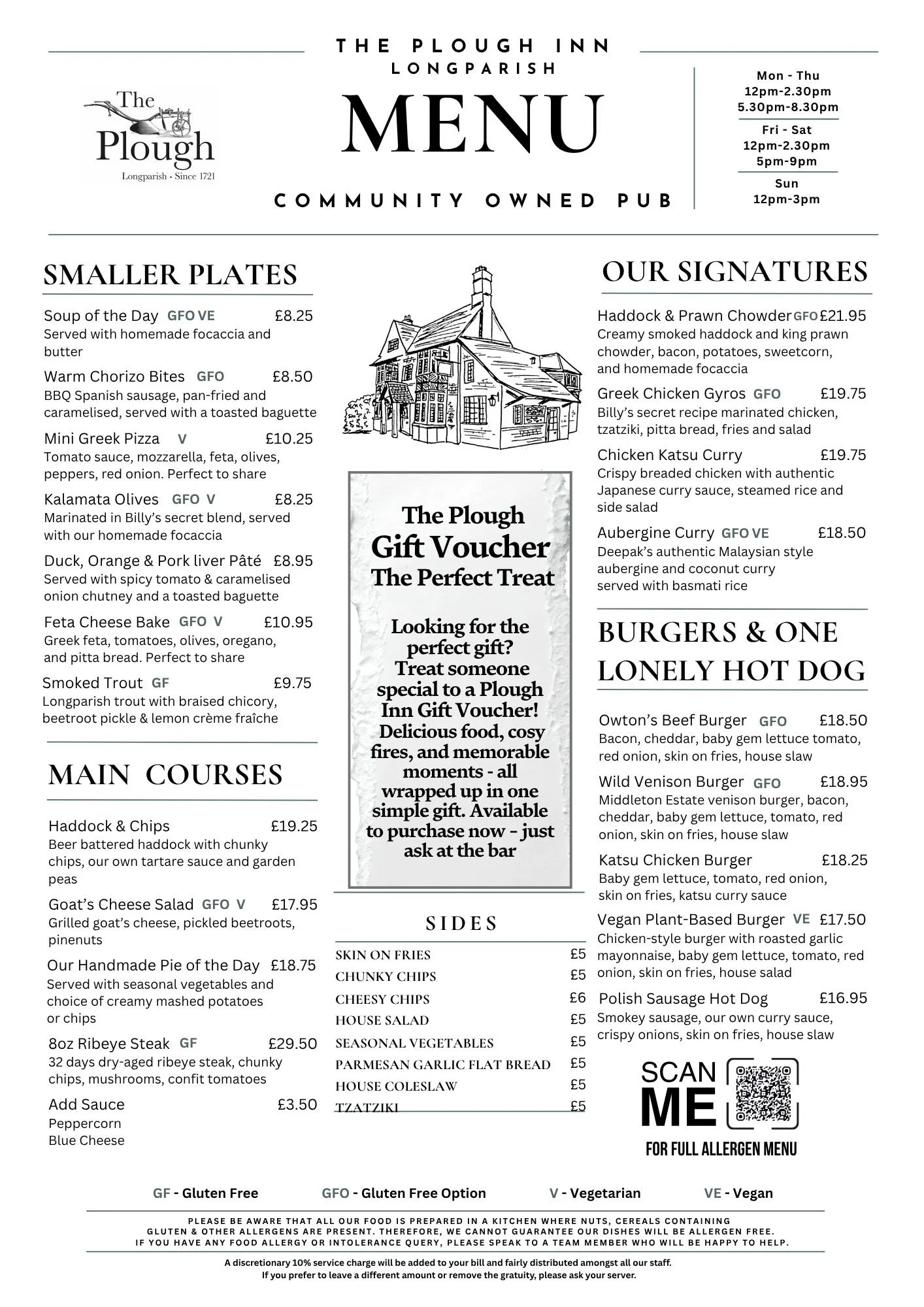 Food Menu — The Plough Inn, Longparish | Community Pub Hampshire — The ...