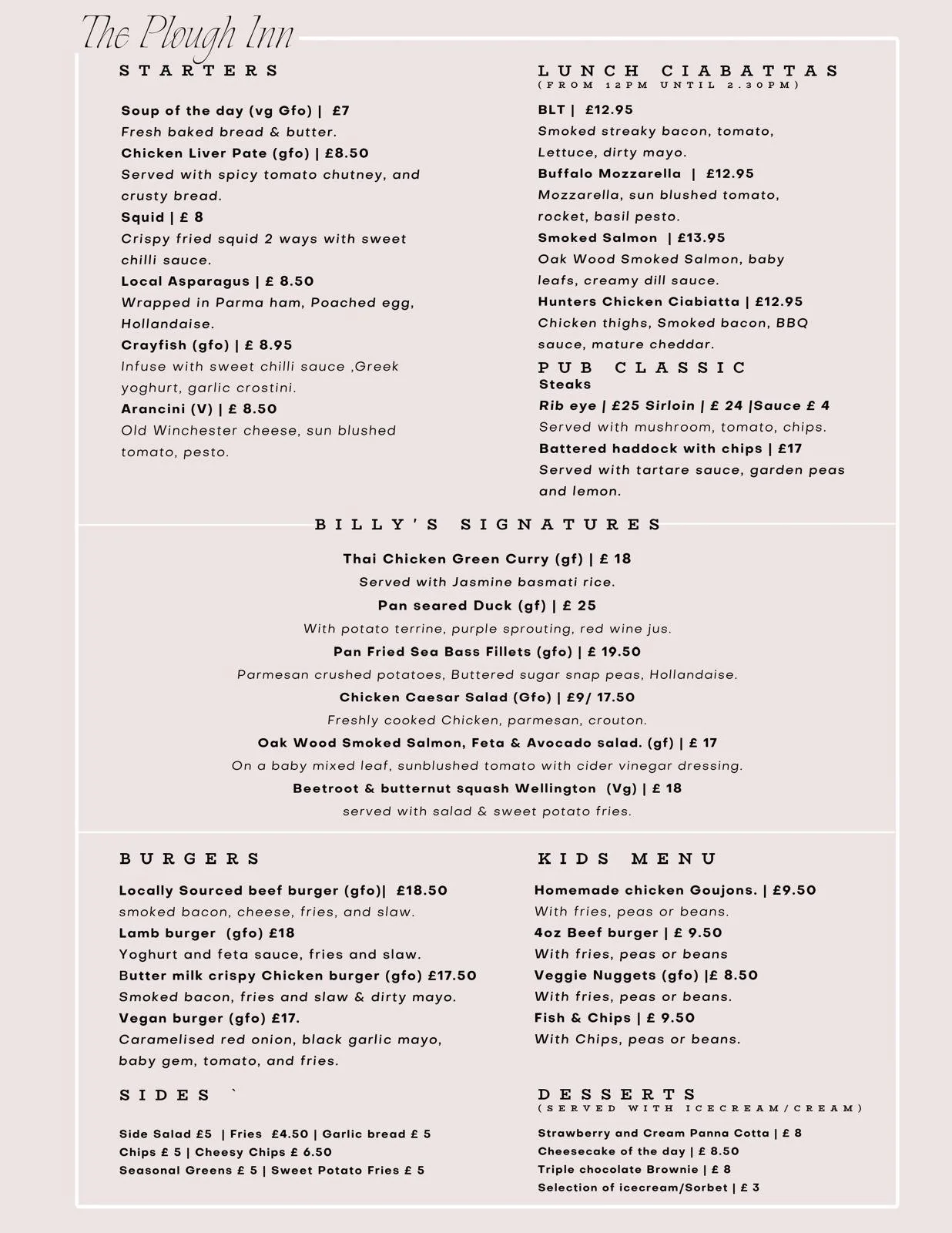 Menu — The Plough Inn