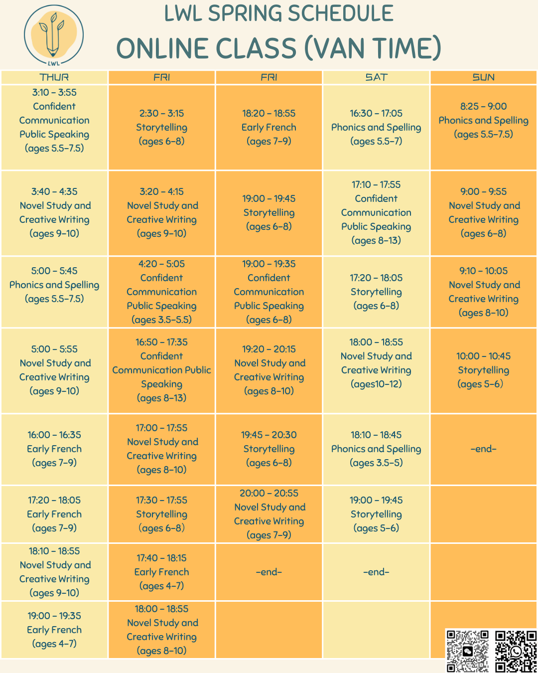 Online Schedule | Early Education Programs — LWL Education