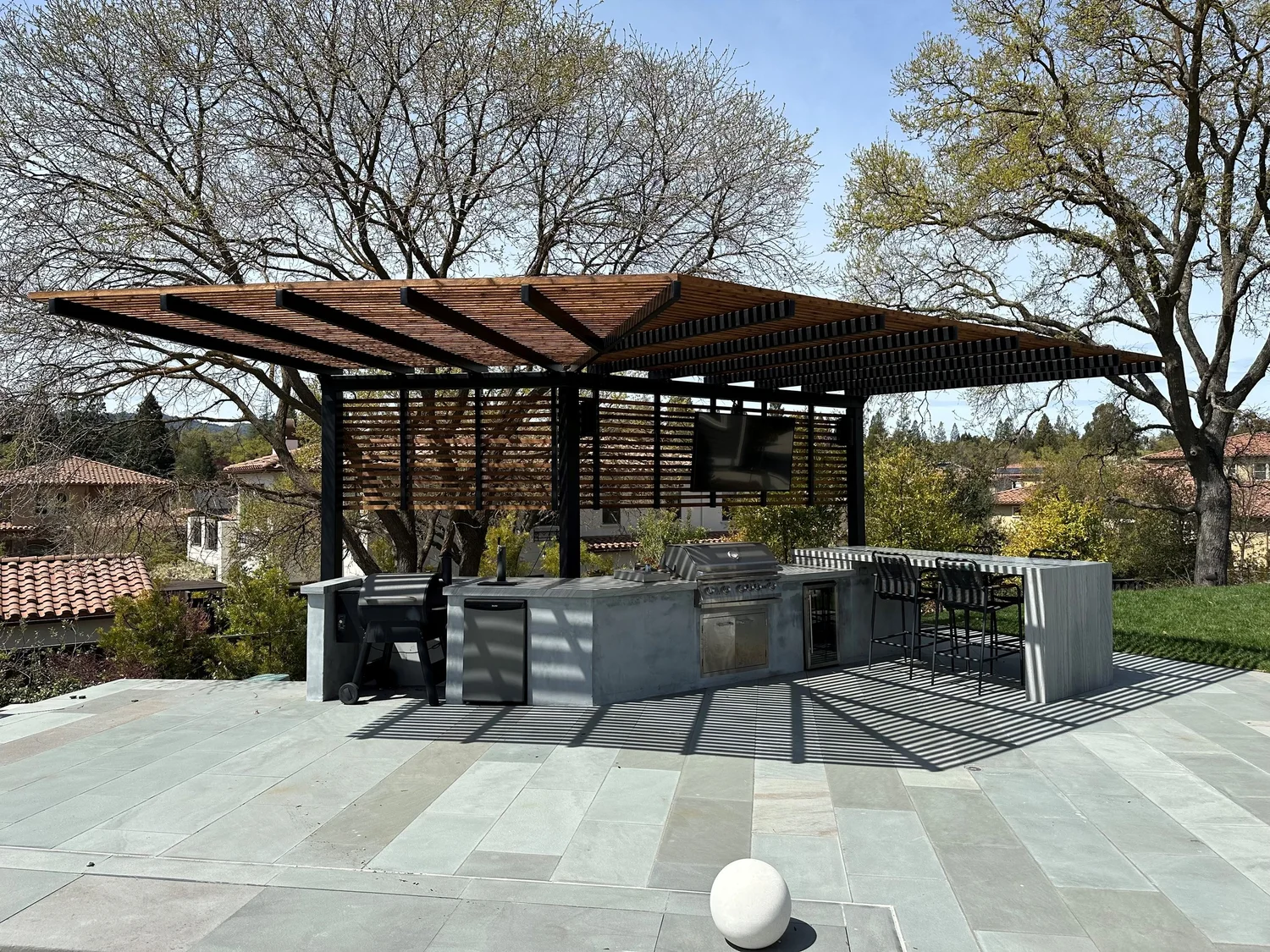 Straight Cantilever Pergolas — Steel Shade Pergolas