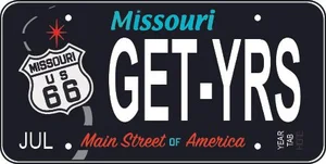 Missouri Custom Black License Plate — Missouri Route 66 Association