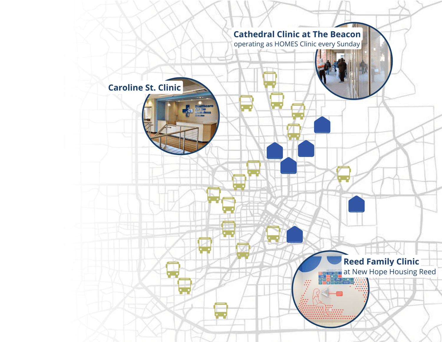 Care Locations — Healthcare for the Homeless - Houston