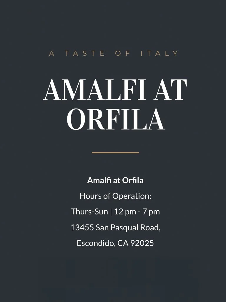 San Marcos Main Menu — Amalfi Cucina