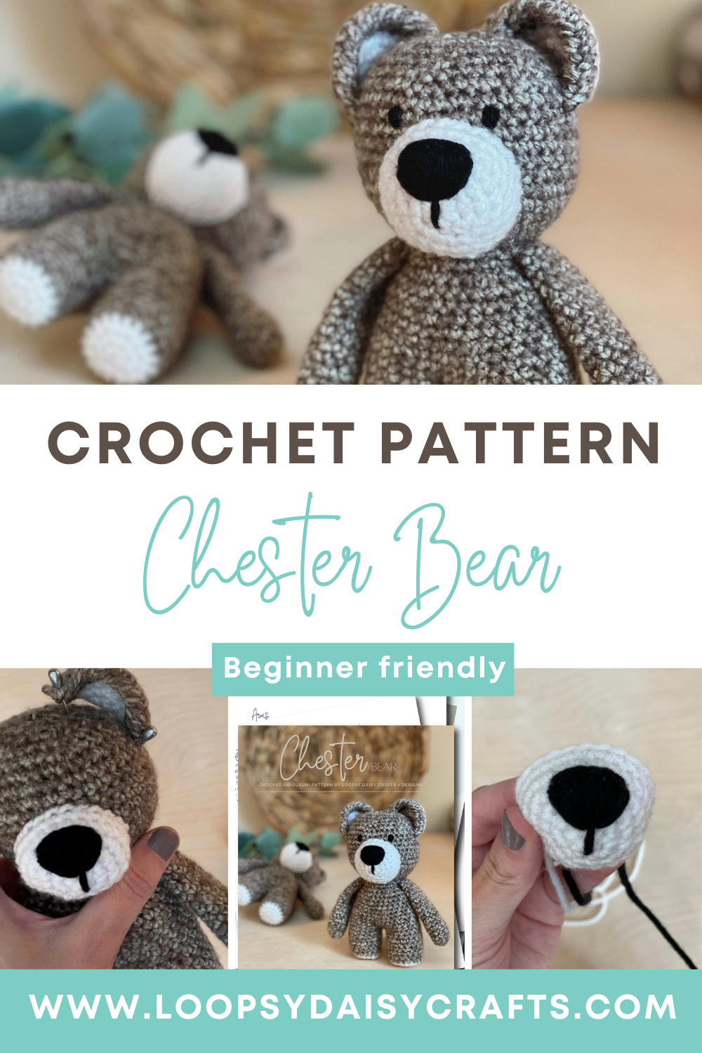 Chester Bear Crochet Amigurumi Bear PDF Pattern — Loopsy Daisy Crafts ...