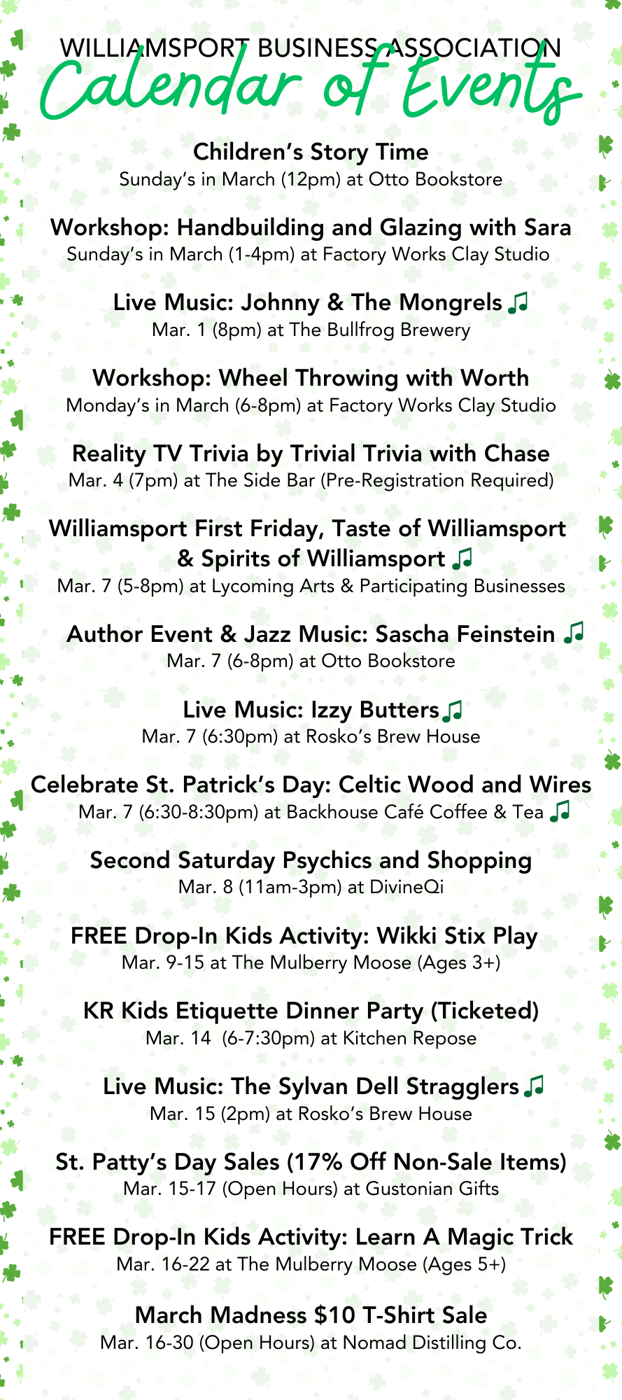 March Calendar Events