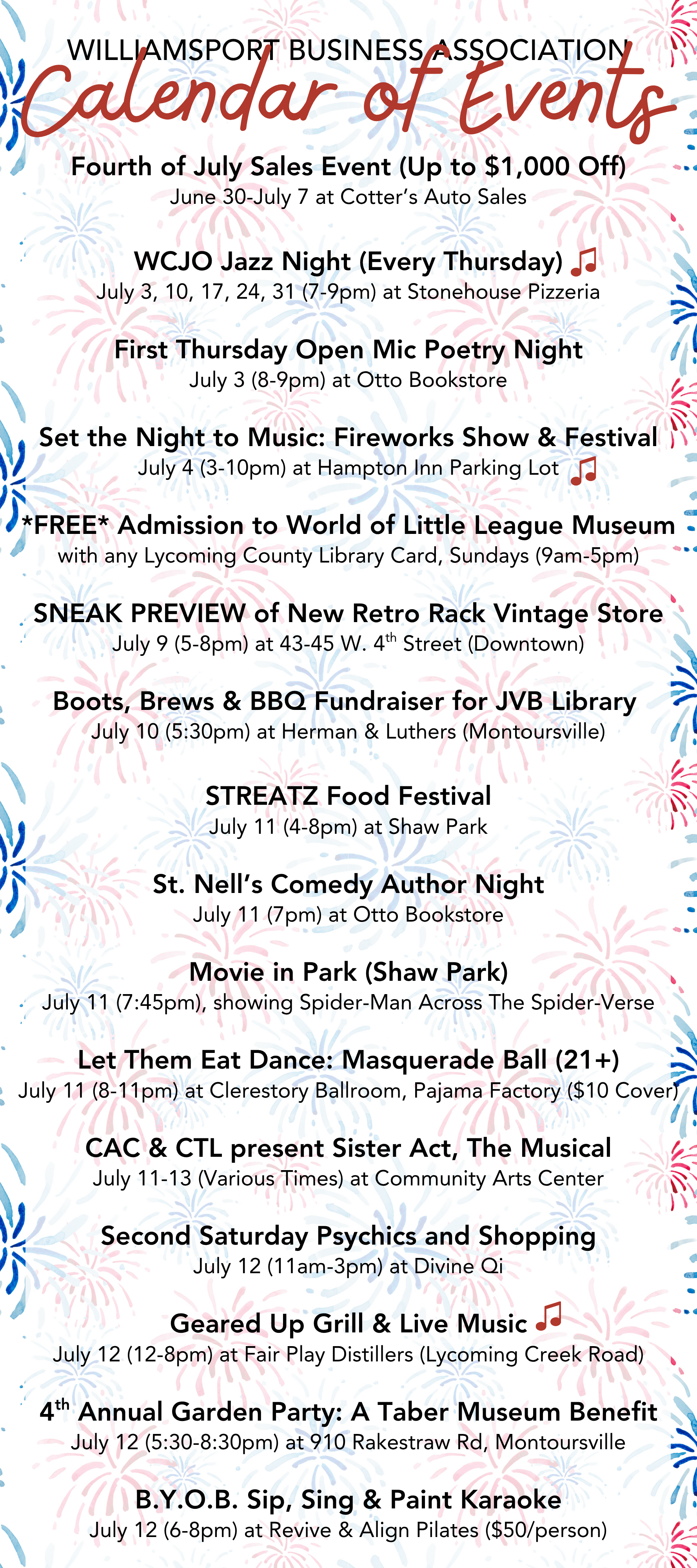 July Calendar of Events — Explore Williamsport