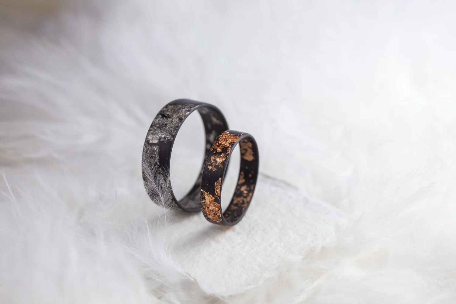 Thin Carbon Fiber Ring with 24K Gold — Singularity
