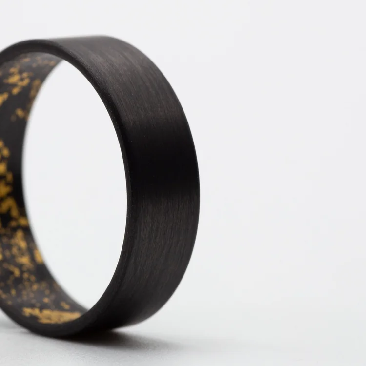 Wide carbon fiber ring with 24k gold — Singularity