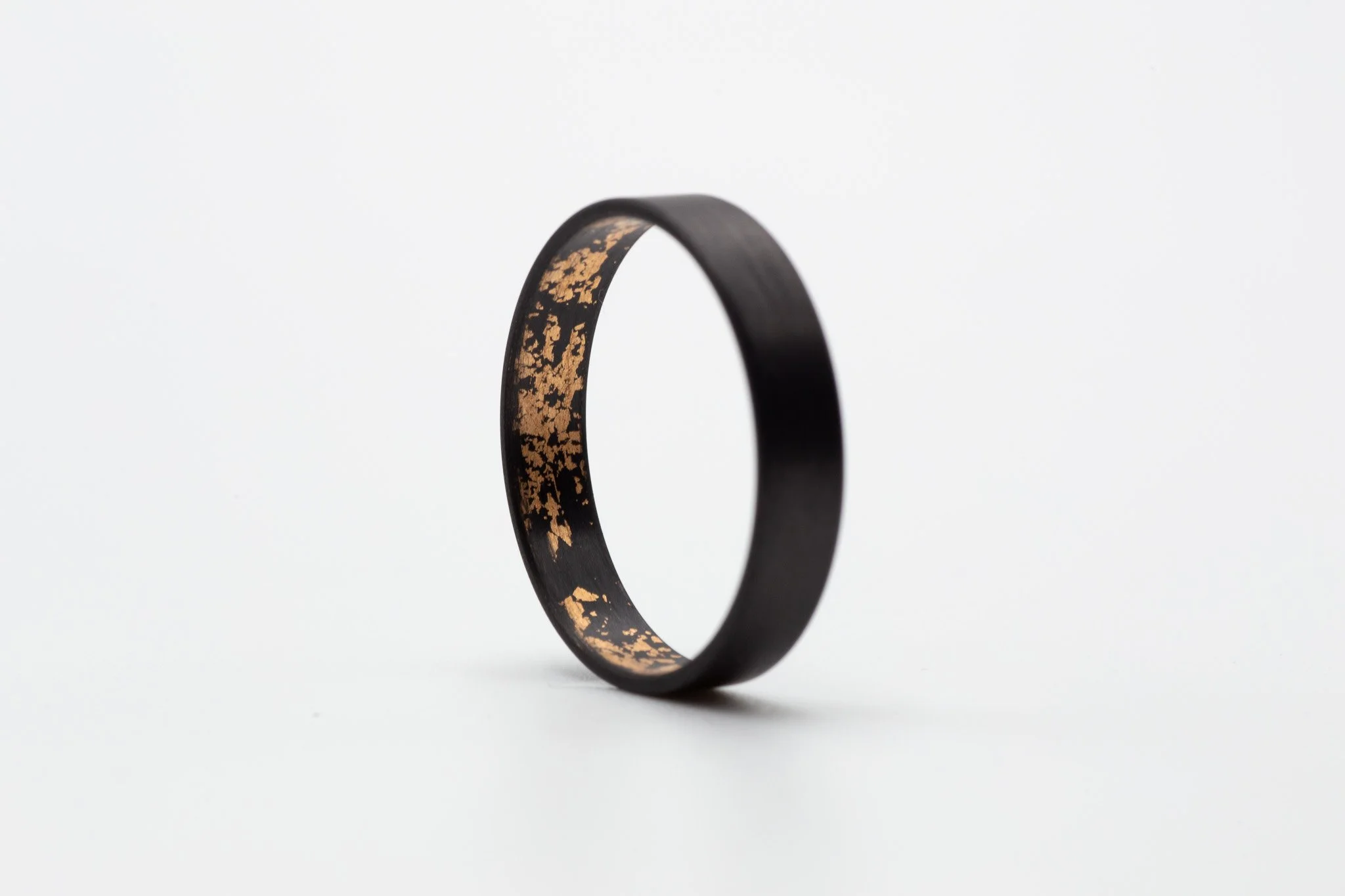 Wide carbon fiber ring with 24k gold — Singularity