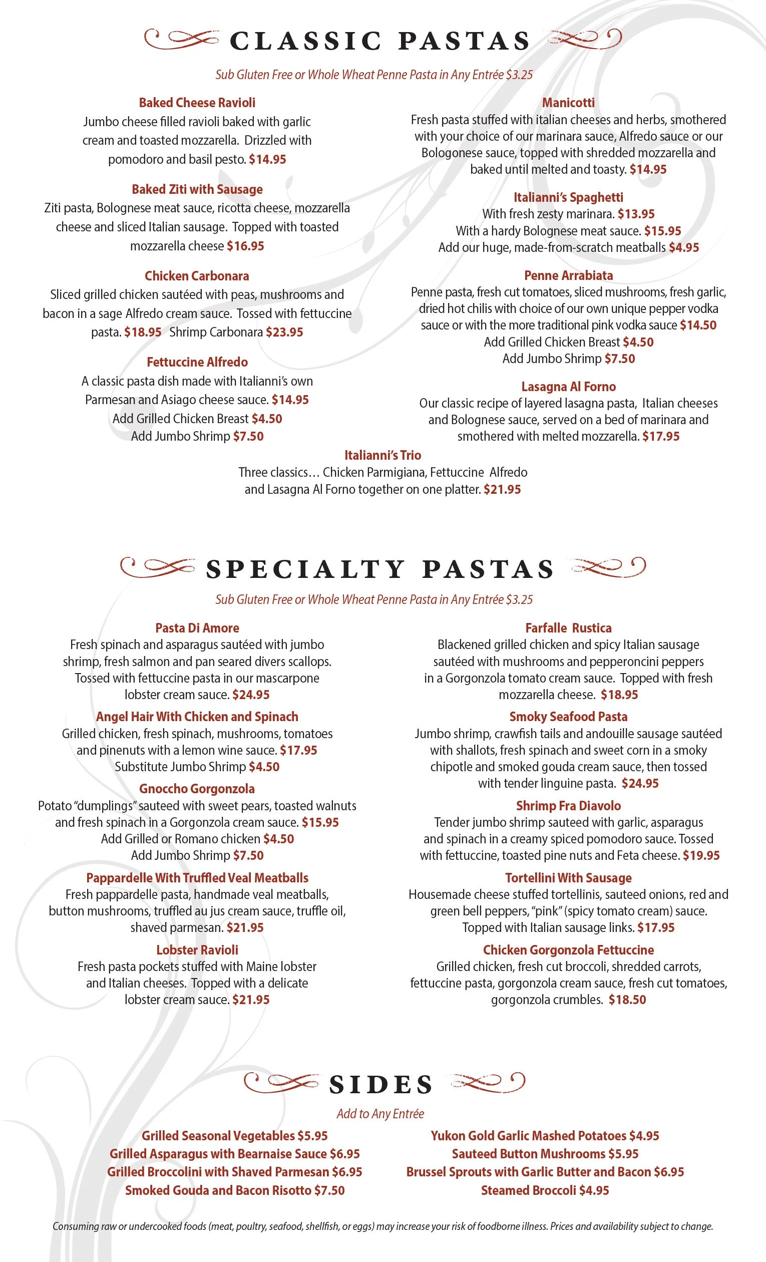 Dinner Menu — Italianni's Hurst