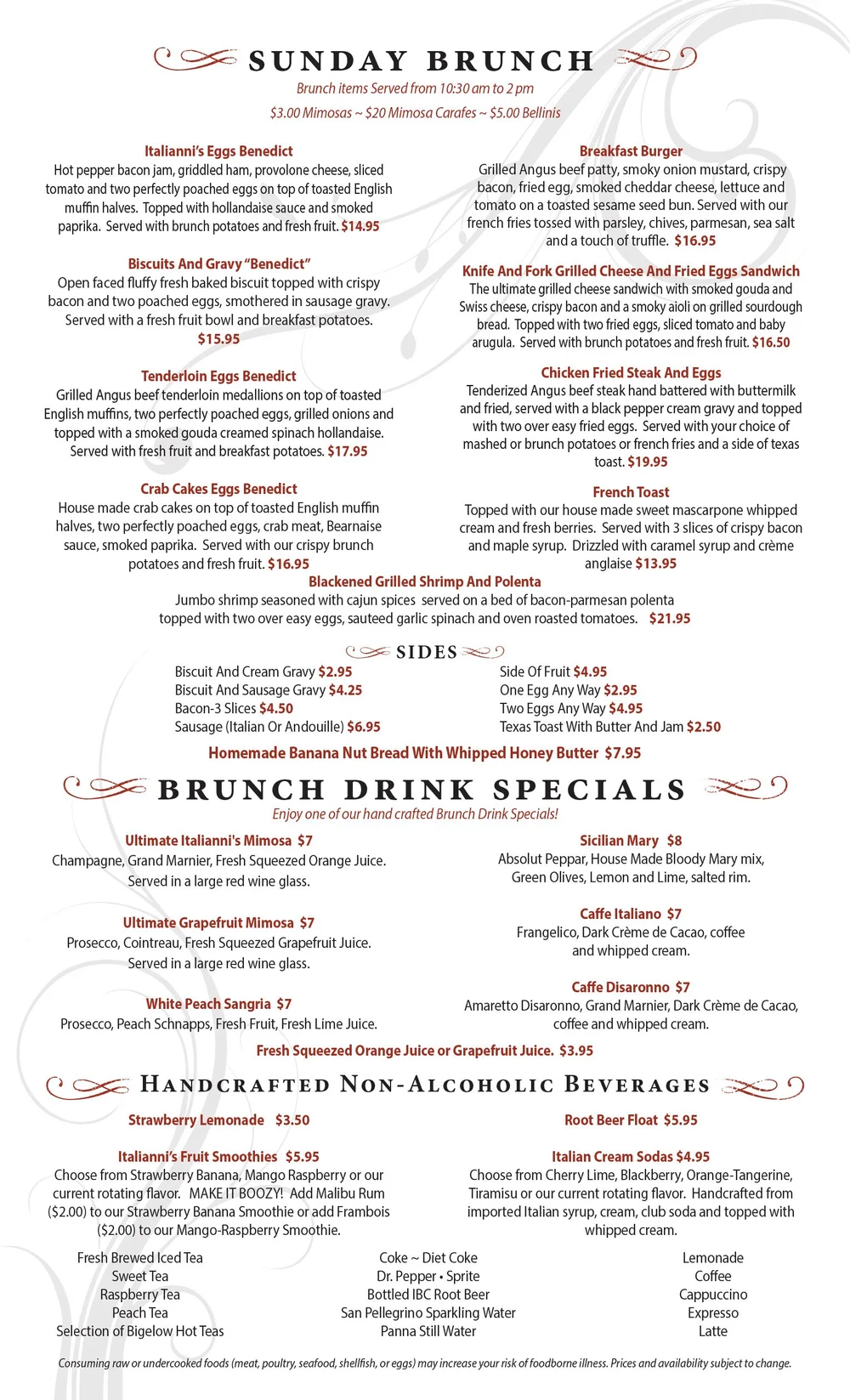 Brunch Menu — Italianni's Hurst