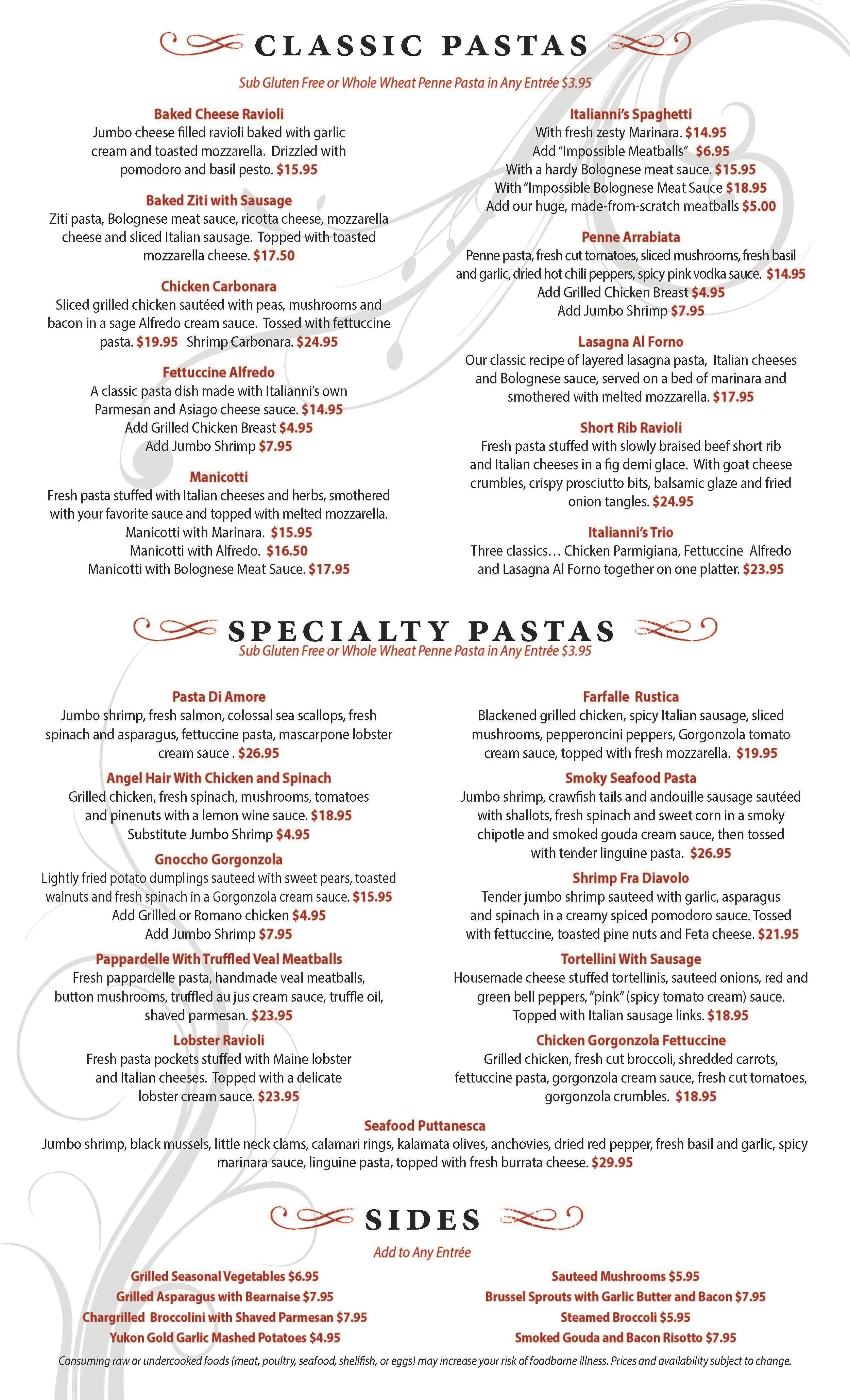 Dinner Menu — Italianni's Hurst