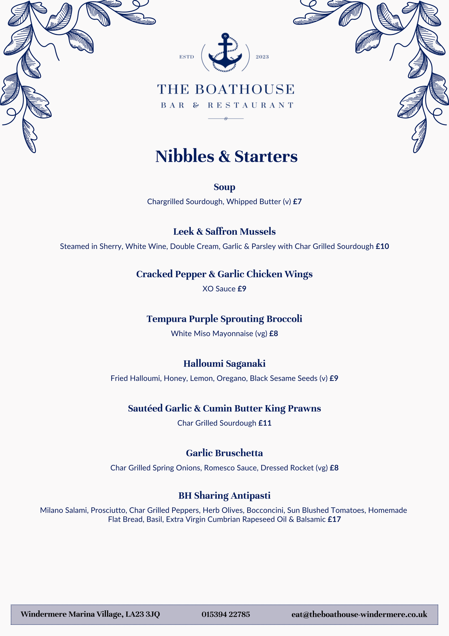 Menus — The Boathouse Bar and Restaurant