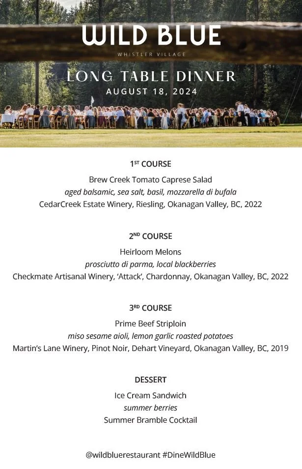 LONG TABLE DINNER SERIES — WILD BLUE