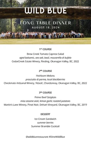 LONG TABLE DINNER SERIES — WILD BLUE