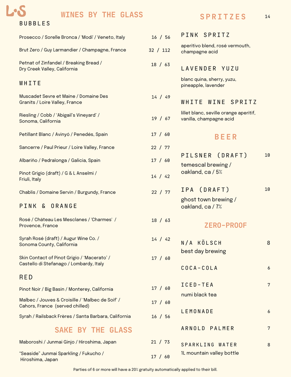 menu — little shucker